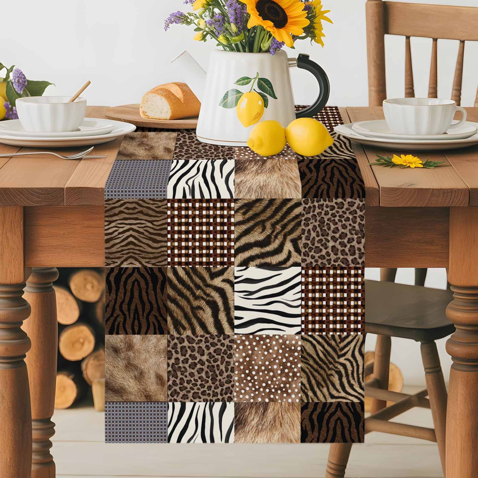 Animal Print Table Runner 13x36 Inch Rustic Leopard Zebra Tiger Stripes ...