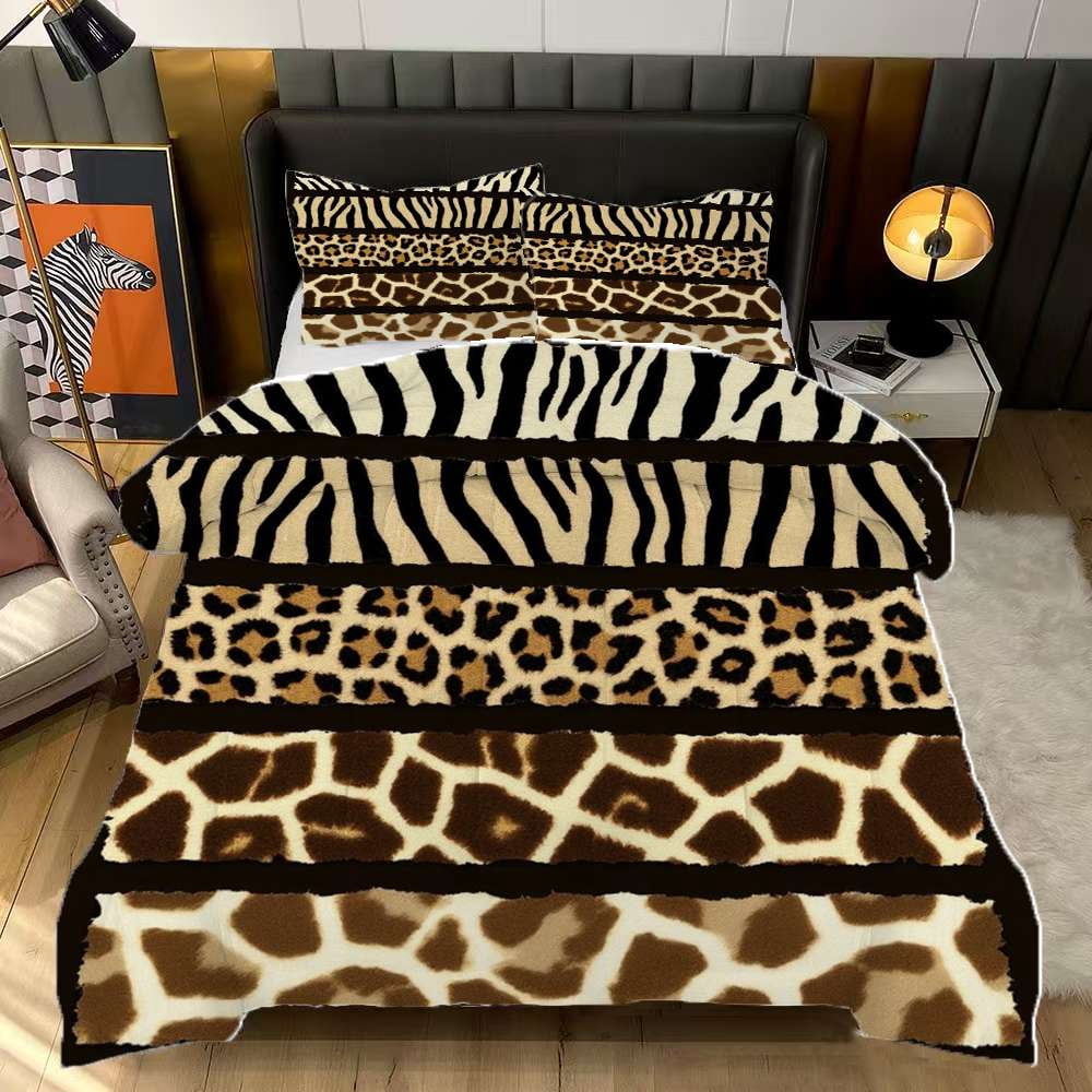Animal Print Torn Paper Strips Comforter Set Full Size Bedding Set For ...