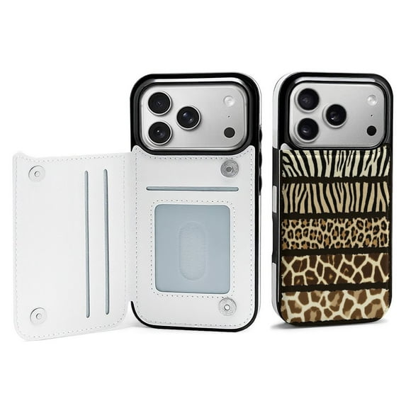 Animal Print Torn Paper Strips Leather Wallet Case for iPhone13 Wallet ...