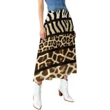 Animal Print Torn Paper Strips Women High Waist Midi Skirt Elegant Midi ...