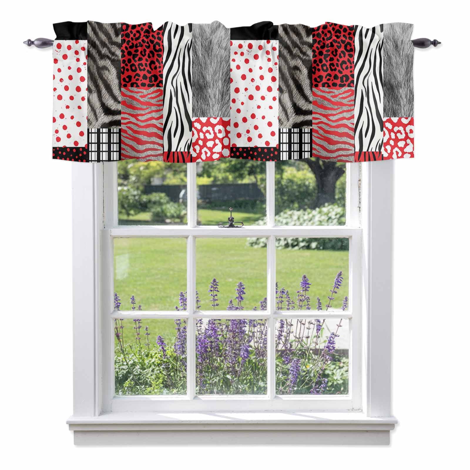 Animal Print Valances for Windows Art Rustic Red Gray Leopard Zebra ...
