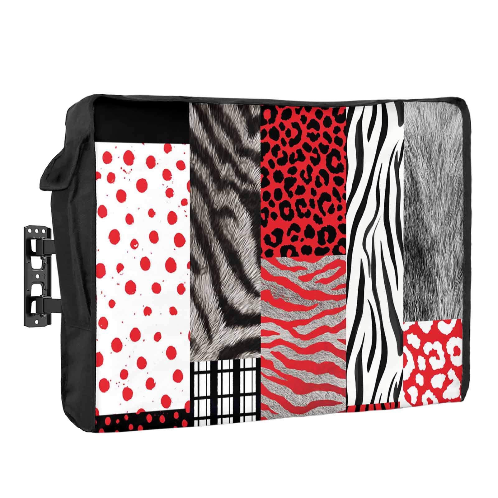 Animal Print Waterproof Outdoor TV Cover, Art Rustic Red Gray Leopard ...
