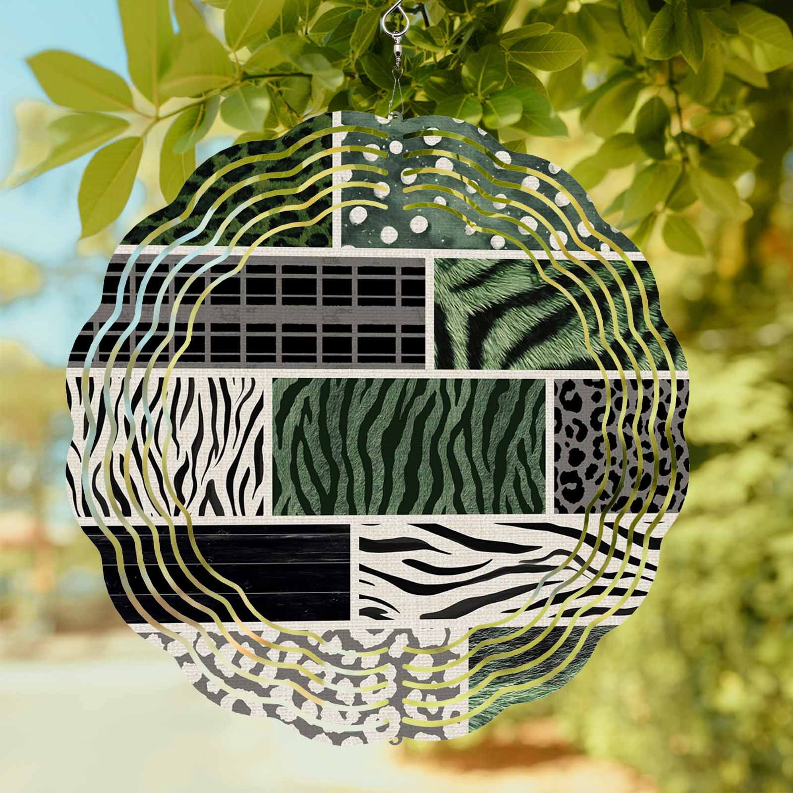Animal Print Wind Spinner for Garden Yard 12In, Art Rustic Green ...