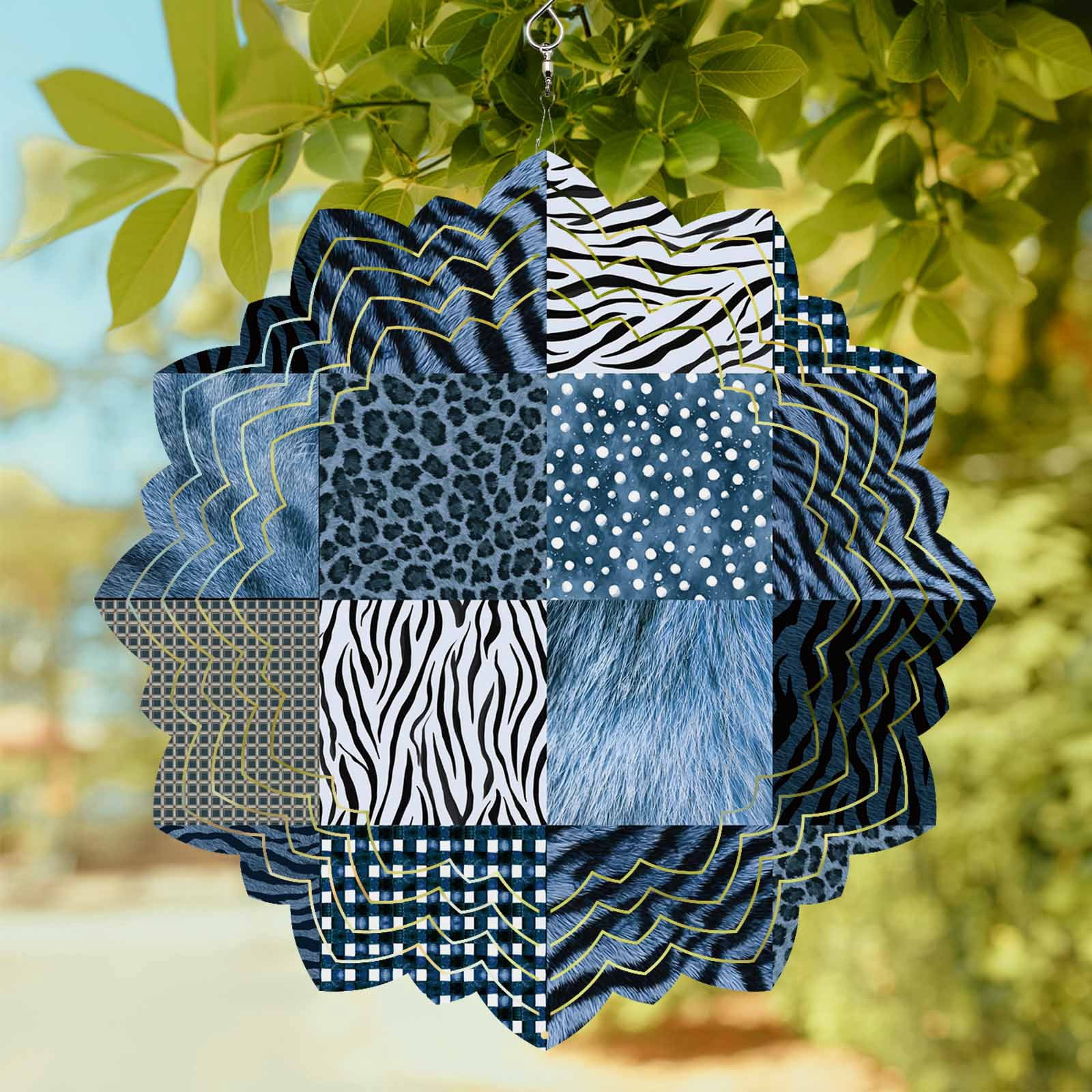 Animal Print Wind Spinner for Garden Yard 8In, Rustic Leopard Zebra ...