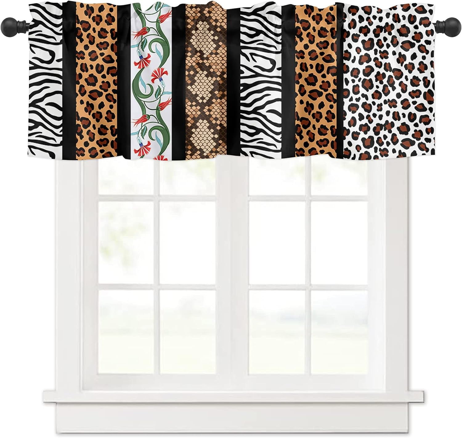 Animal Print Window Curtain Valance for Kitchen Windows/Bathroom/Living ...