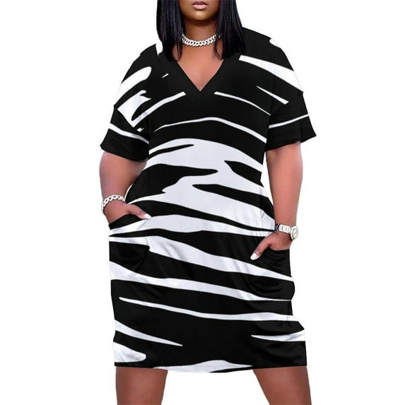 Animal Print Zebra Loose Pocket Dress Dresses Summer Summer Dresses for ...