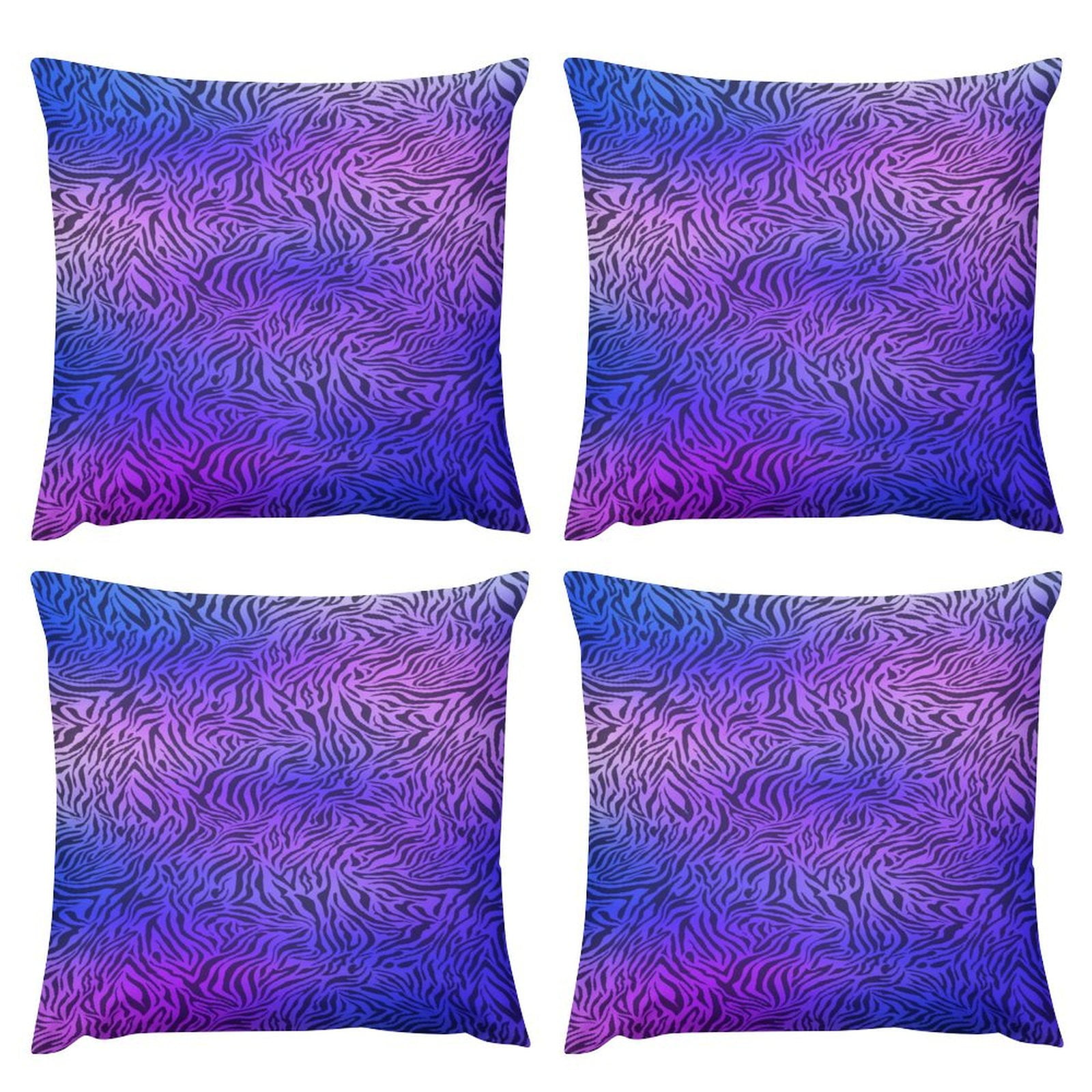 Animal Print Zebra Pink Purple 4 Pcs Cushion Covers Sofa Cushion Covers ...