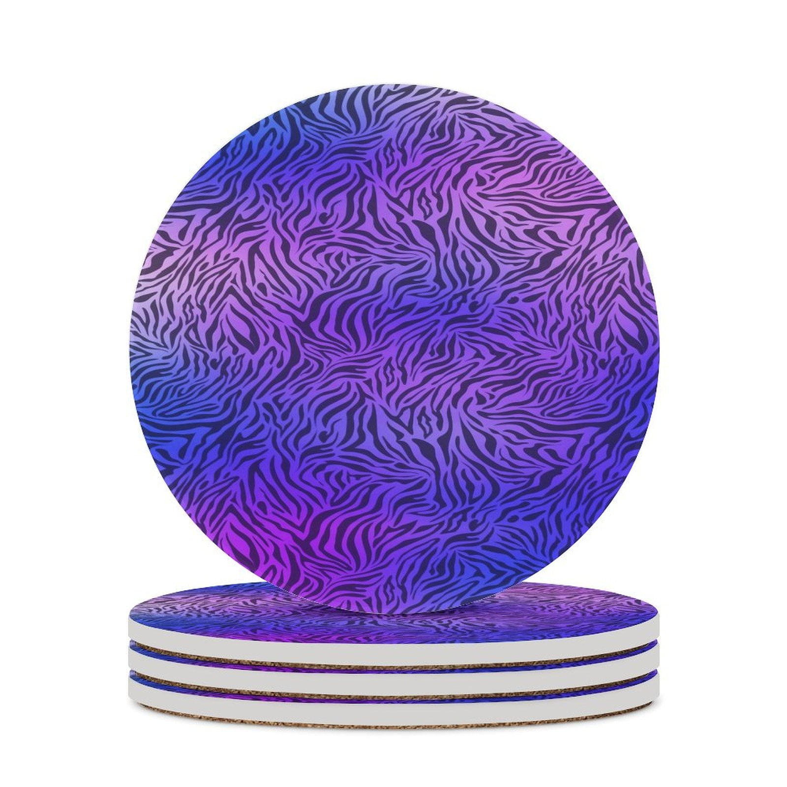 Animal Print Zebra Pink Purple Ceramic Coasters Absorbent Coasters for ...