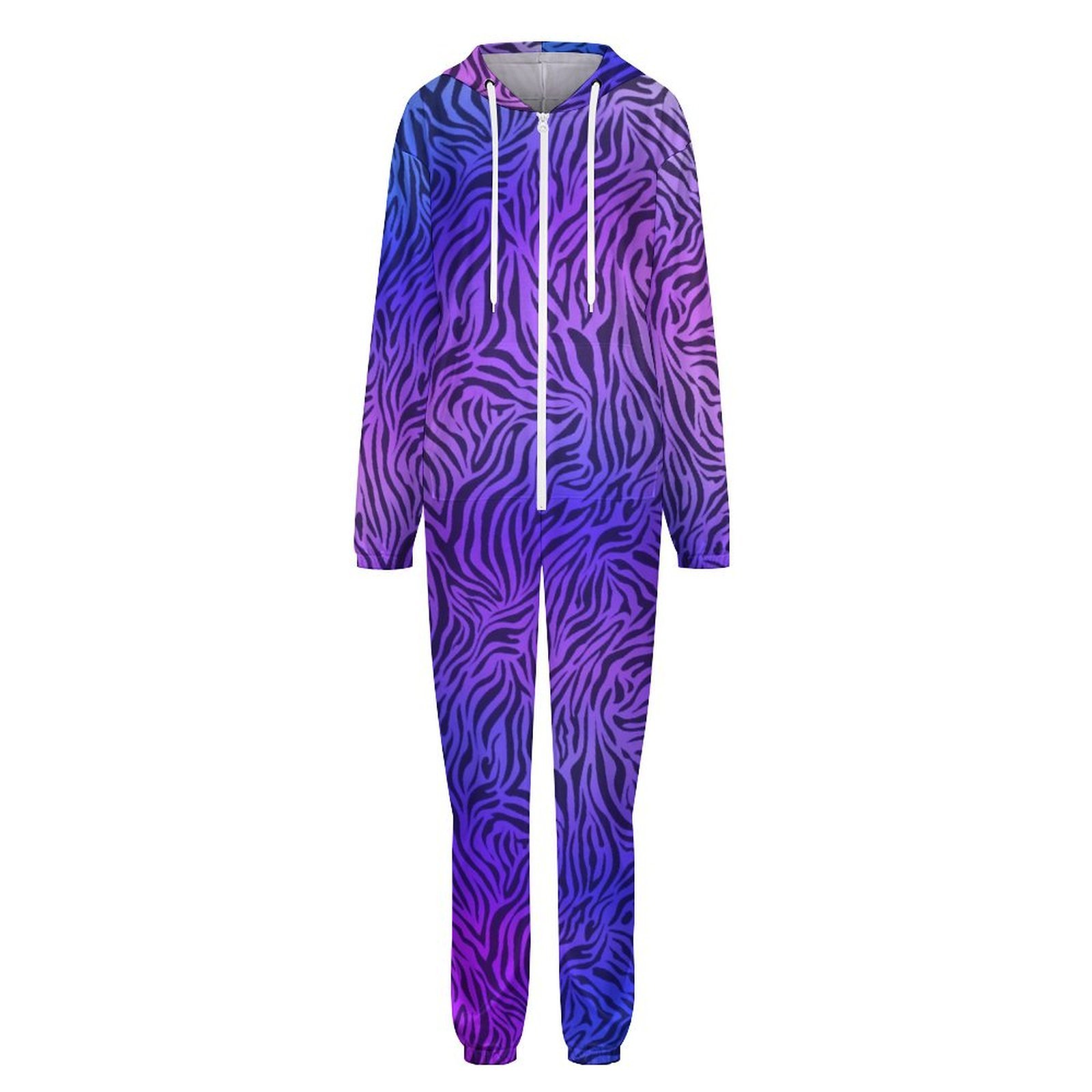 Animal Print Zebra Pink Purple Unisex Adult Onesie Pajamas with Pockets ...