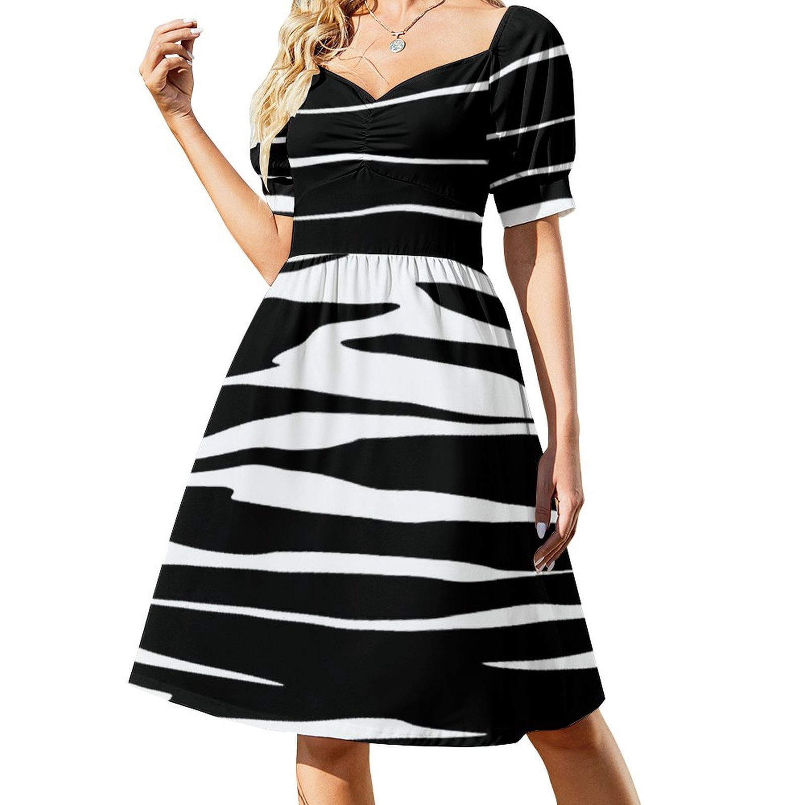 Animal Print Zebra Short Sleeve Dress Clothes Women's Summer Dress ...