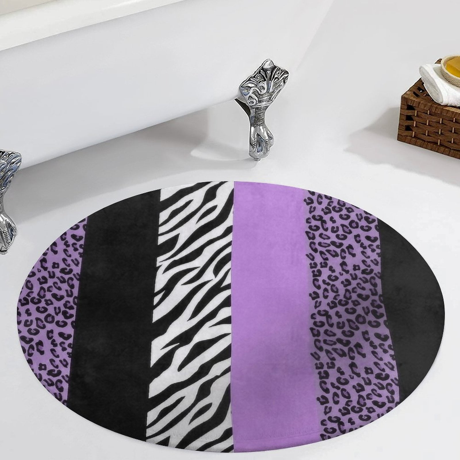 Animal Print Zebra Stripes Round Area Rugs for Bedroom Living Room, 4FT ...