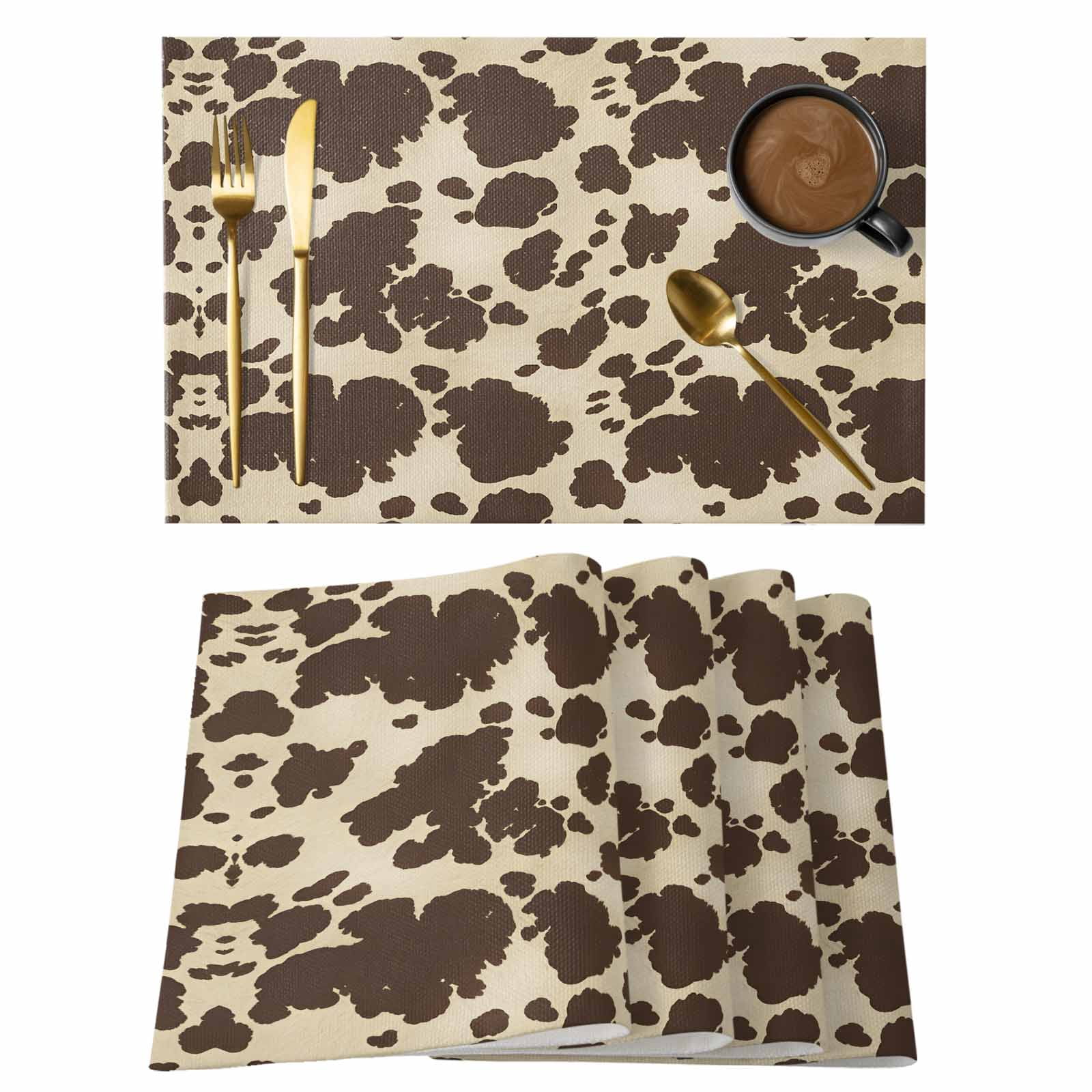 Animal Prints Placemats Set of 12 Leopard Print Retro Abstract Heat ...
