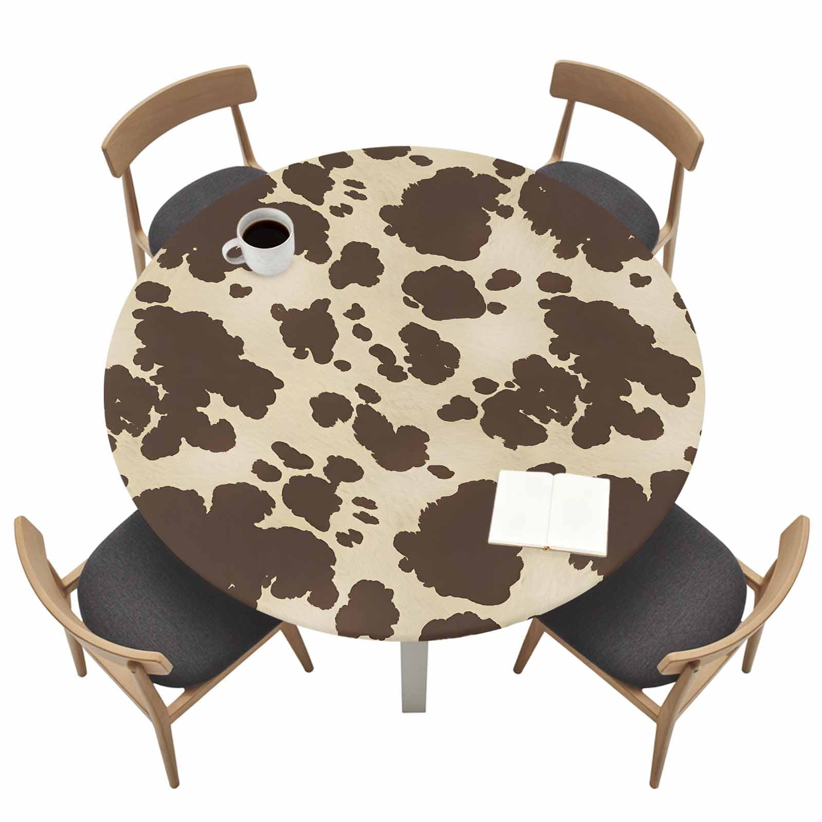 Animal Prints Round Fitted Tablecloth with Elastic Edge Leopard Print ...