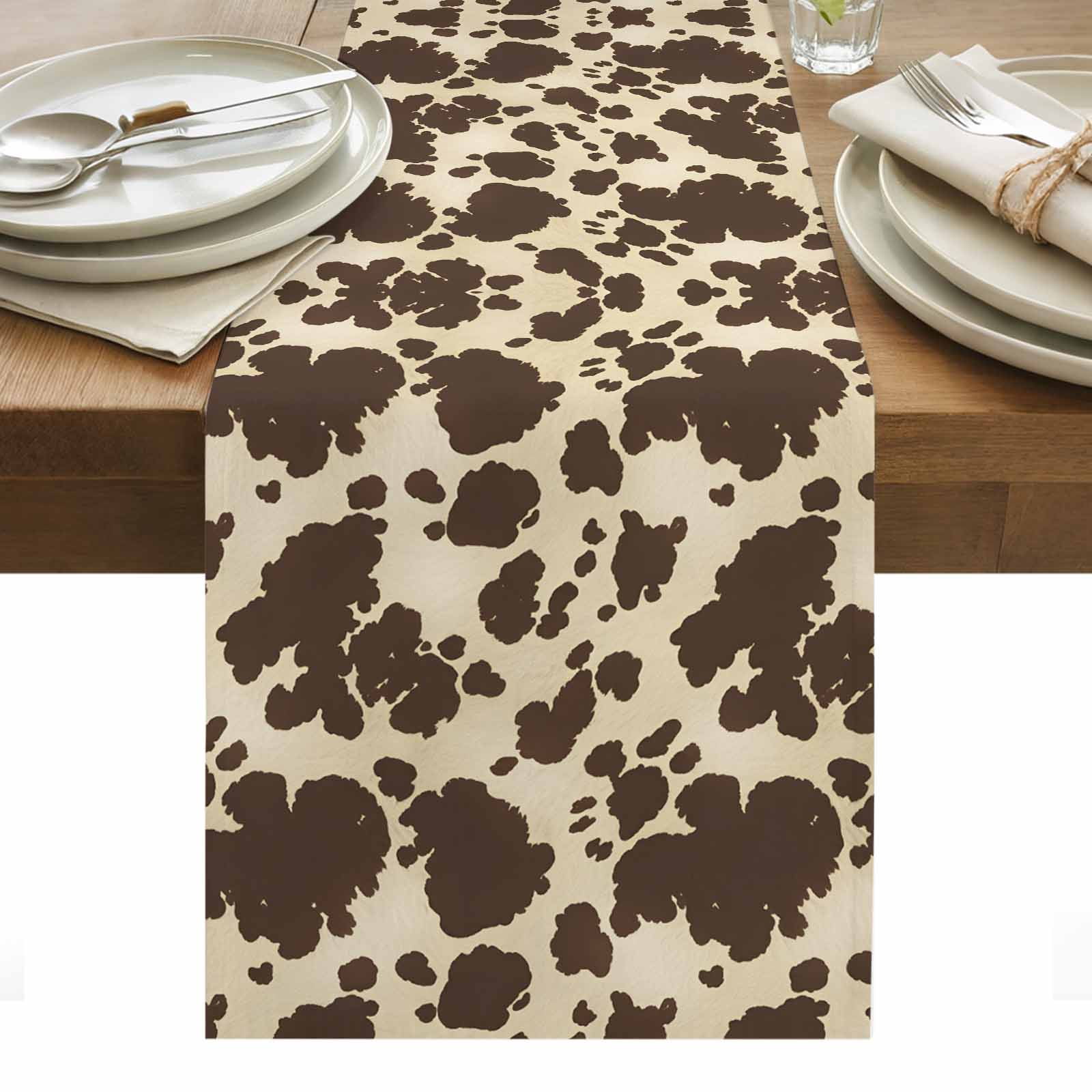 Animal Prints Table Runner 13 x 108 Inch, Leopard Print Washable Cotton ...