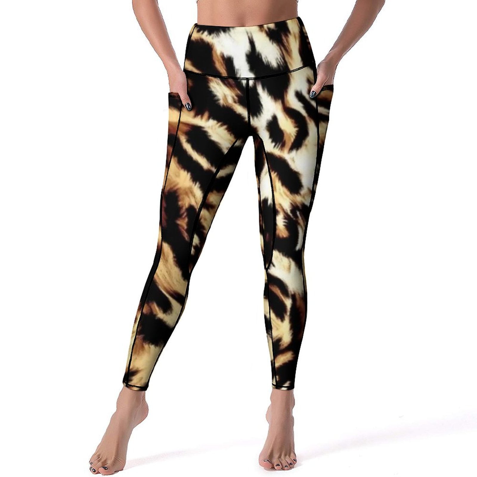 Animal Quality Leggings Black and White Leopard Print Push Up Yoga Pants Cute Quick-Dry Leggins ...
