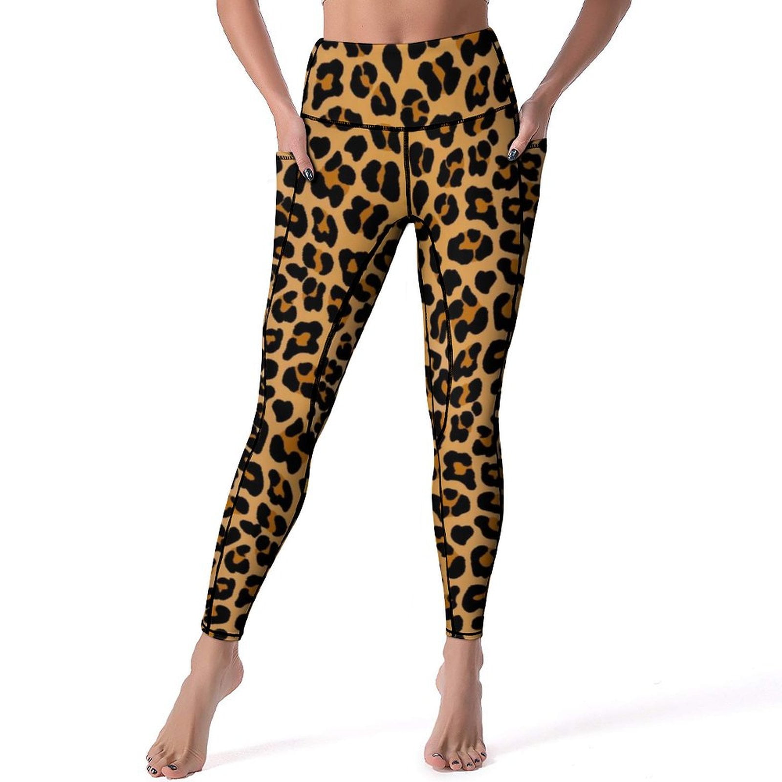 Animal Quality Leggings Black and White Leopard Print Push Up Yoga ...