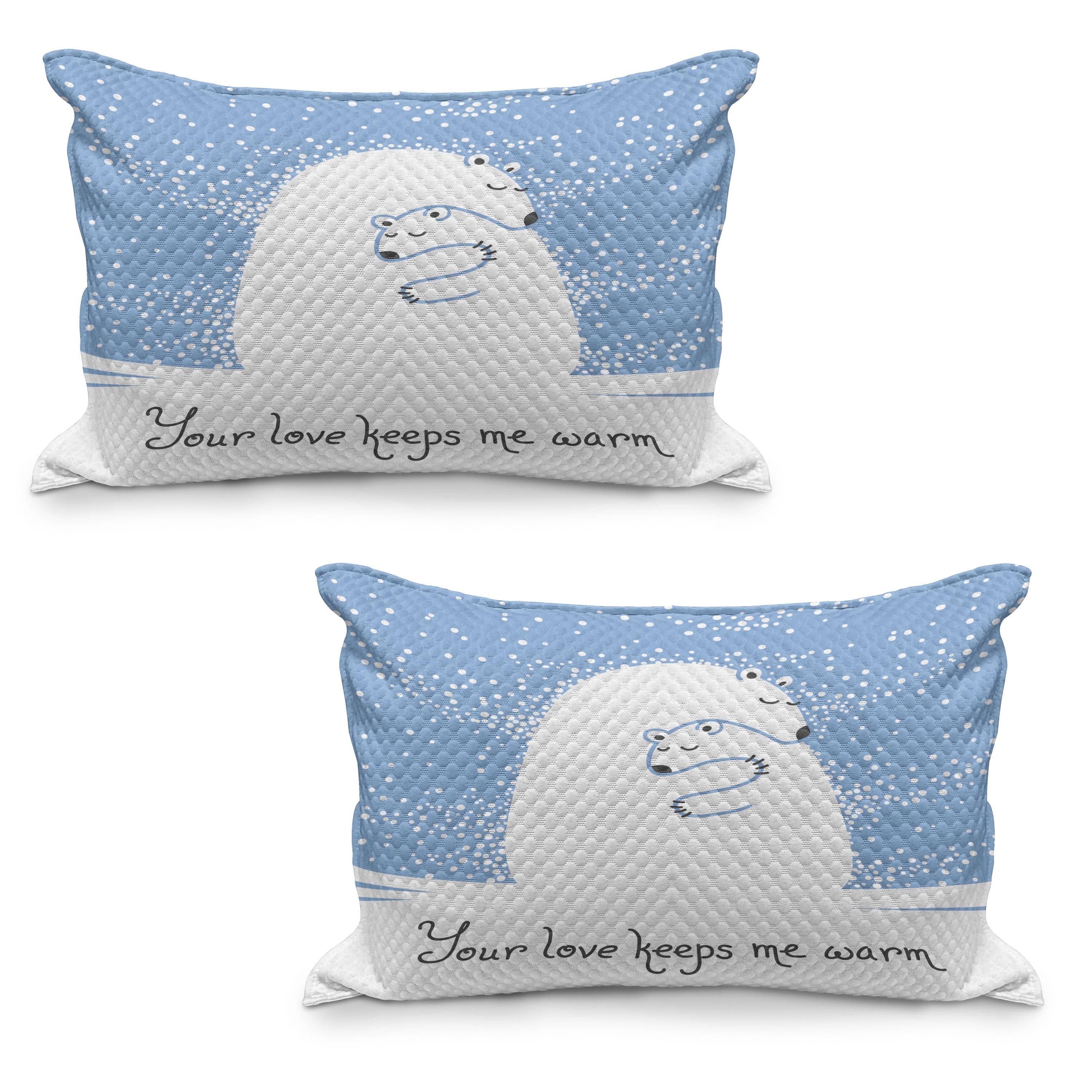 Animal Quilted Pillowcover Set of 2, Mother Polar Bear Hugging Her in ...