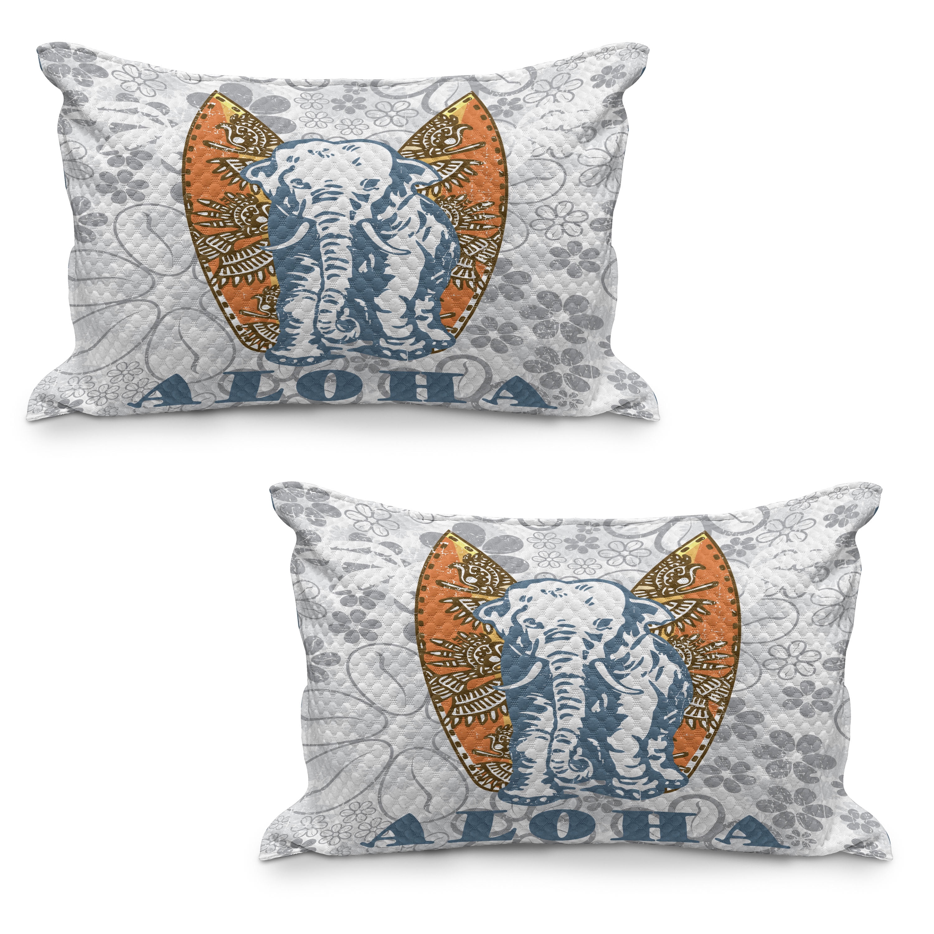 Animal Quilted Pillowcover Set of 2, Surfboards and Floral Backdrop ...