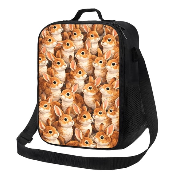 Animal Rabbit Wildlife Lunch Bag Insulated Thermal Box with Shoulder ...