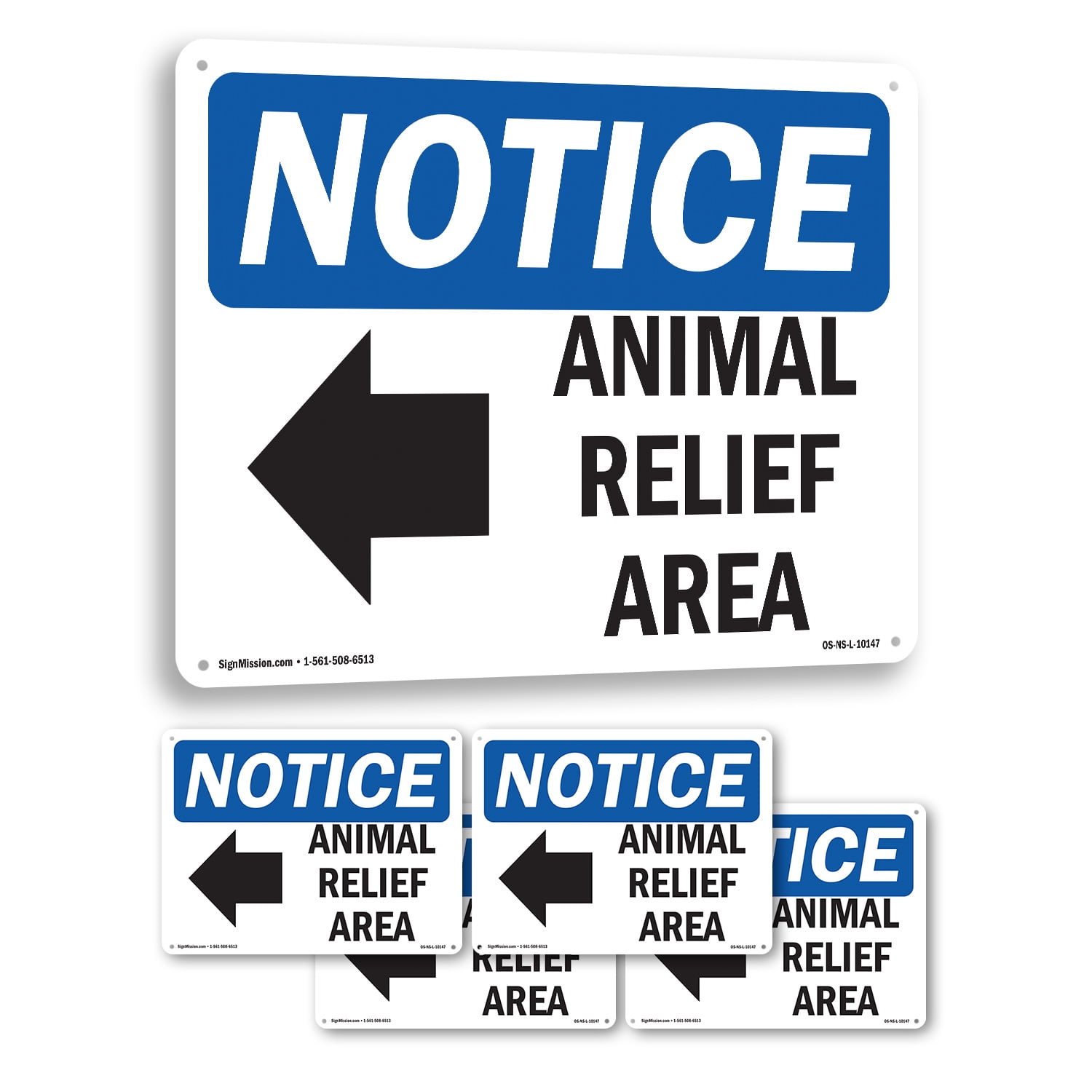 Animal Relief Area [Left Arrow] OSHA Notice Rigid Plastic Sign 10 Inch ...