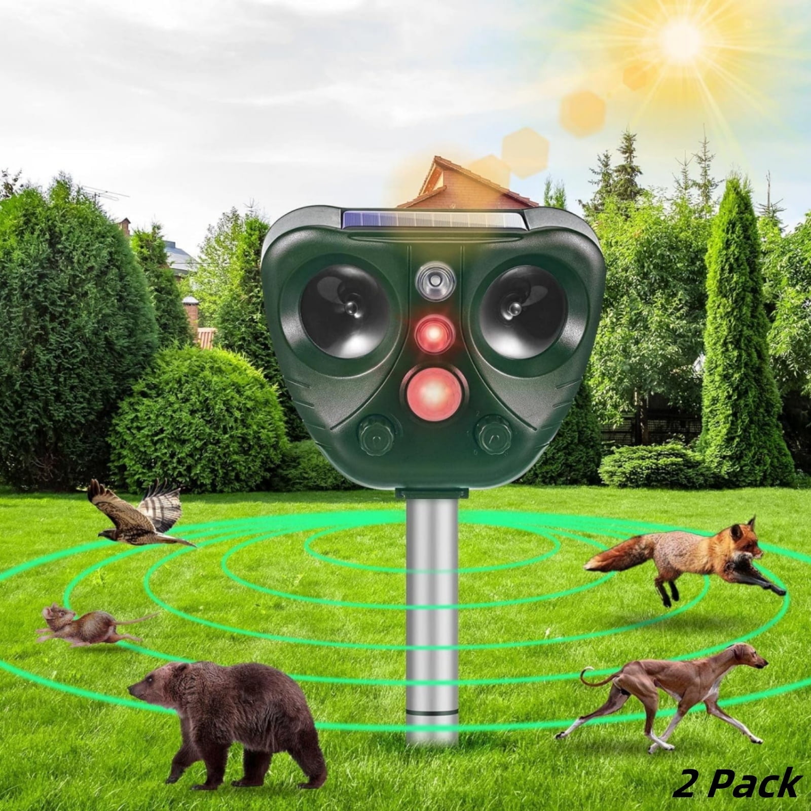 JahyEelc Animal Repellent,2 pack Outdoor Ultrasonic Solar Device Motion ...