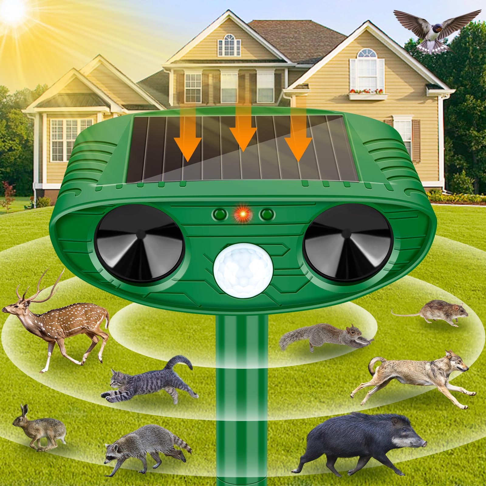 Animal Repeller Ultrasonic,Solar Pest Animal Repellent Outdoor Cat ...