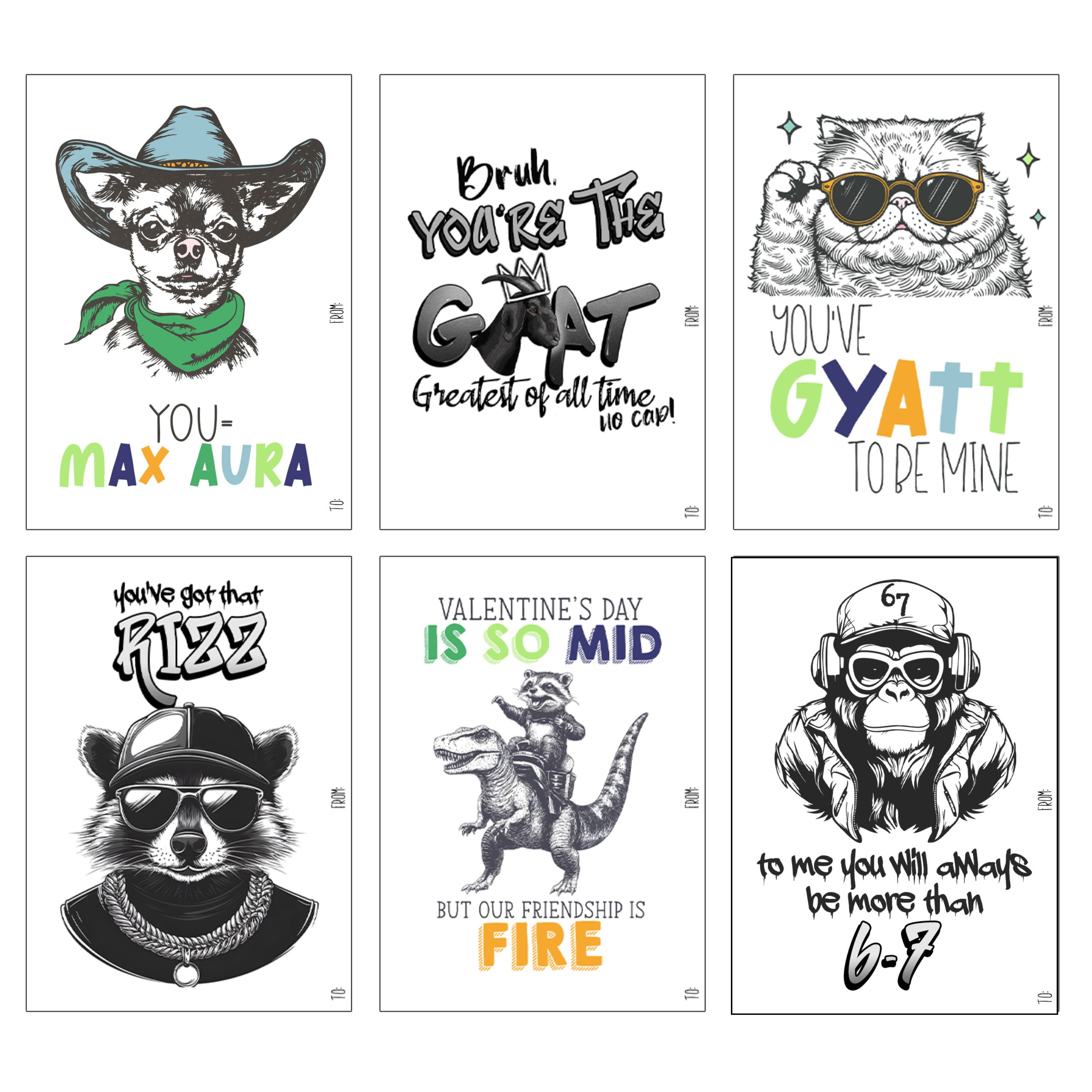 Animal Retro Hip Hop Slang Themed Valentine's Day Classroom Sharing ...