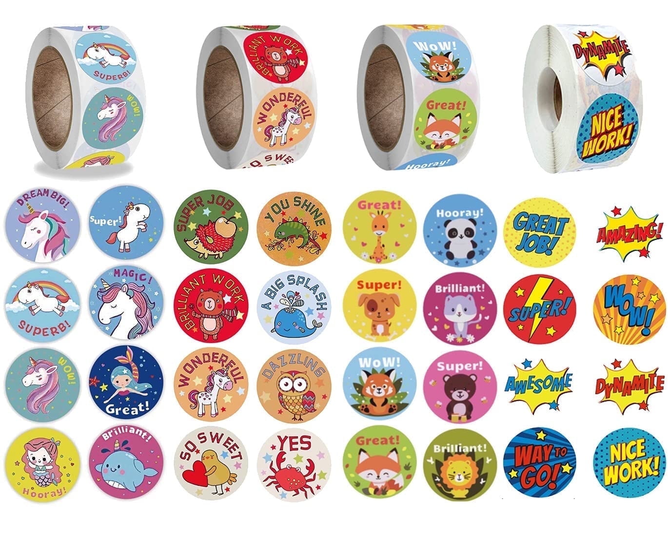 Tonatita Animal Reward Stickers, 2000pcs 1inch Stickers for Kids with ...