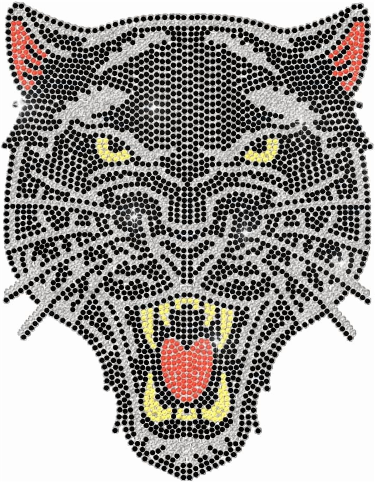 Animal Rhinestone Iron on Transfer Black Panther Bling Diamond Hotfix ...