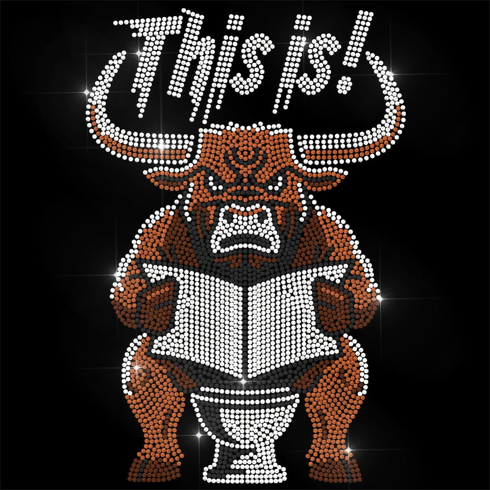 Animal Rhinestone Iron on Transfer Bull Toilet Bling Diamond Hotfix ...