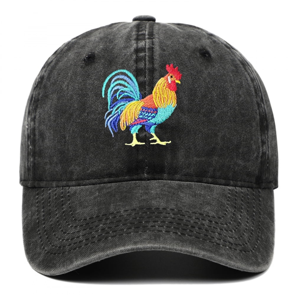 Animal Rooster Embroidered Baseball Cap Pure Cotton Vintage Washed ...