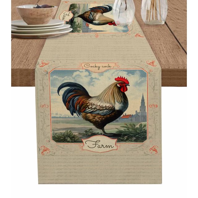 Animal Rooster Farm Table Runner Luxury Wedding Decor Table Runner Home ...