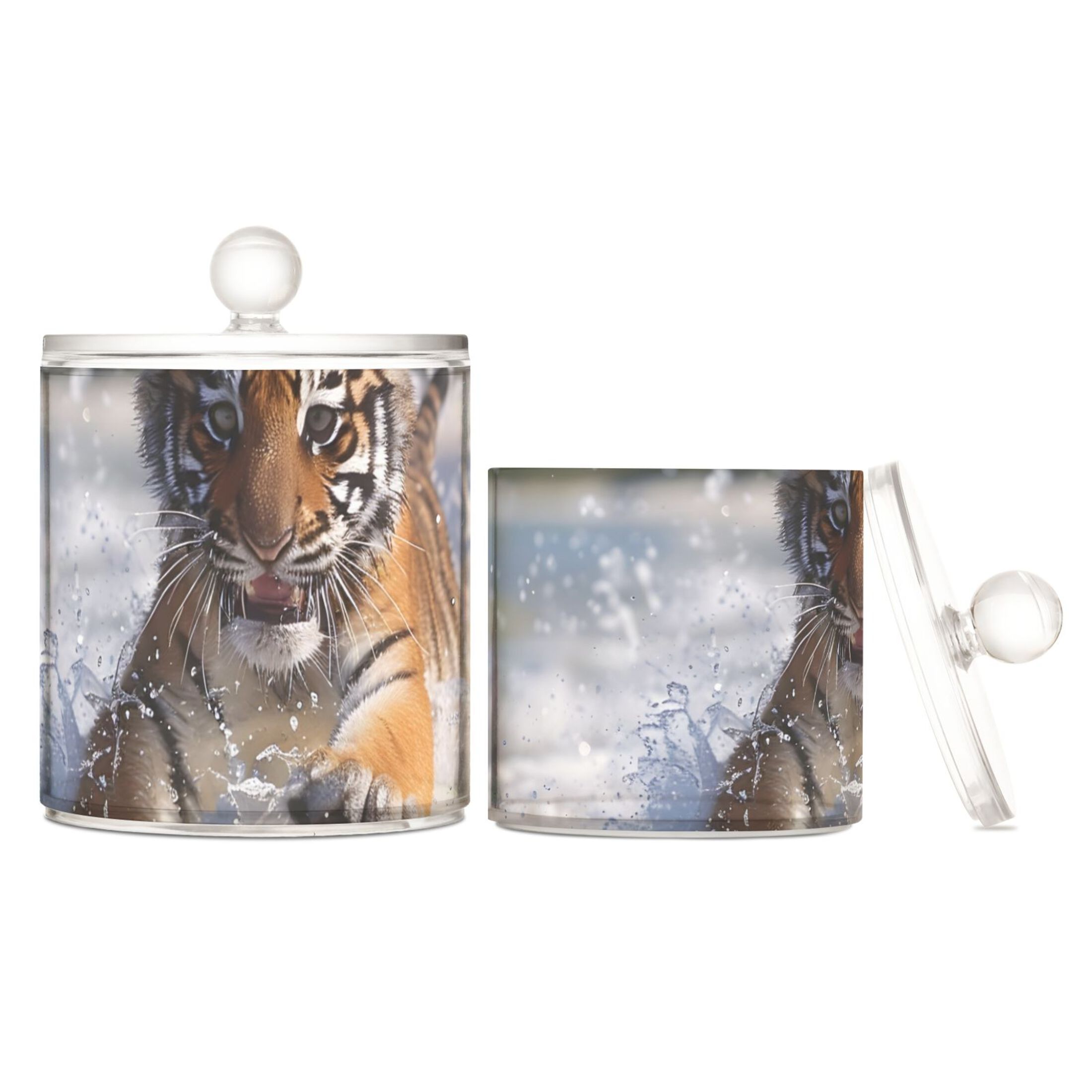 Animal Running on The Beach Translucent Plastic Cans Storage Canisters ...