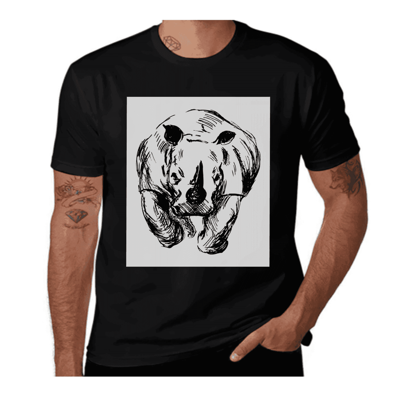 Animal Savannah Element Wild-Rhino-Charcoal Grey-White Casual Streetwea ...