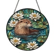 Animal Scene Acrylic Round Suncatcher – Otter Stained Glass Style ...