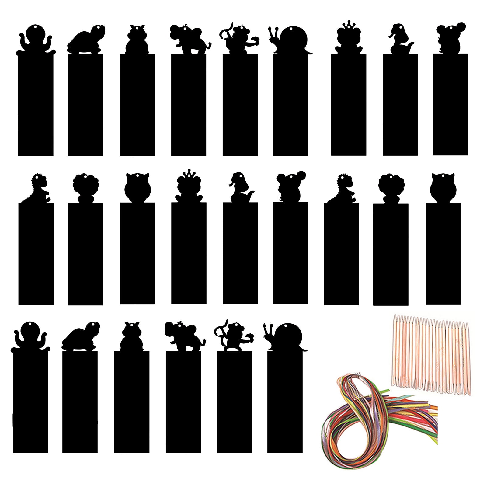 Animal Scratch Bookmarks Set, Magic Scratch Rainbow Bookmarks DIY ...