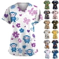 Animal Scrub Tops Women Cute Cartoon Print Medical Scrub Tops Fun Plus ...