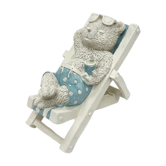 Animal Sculpture Set, Summer Seaside Lazy Chair Bear and Duck Ornament ...