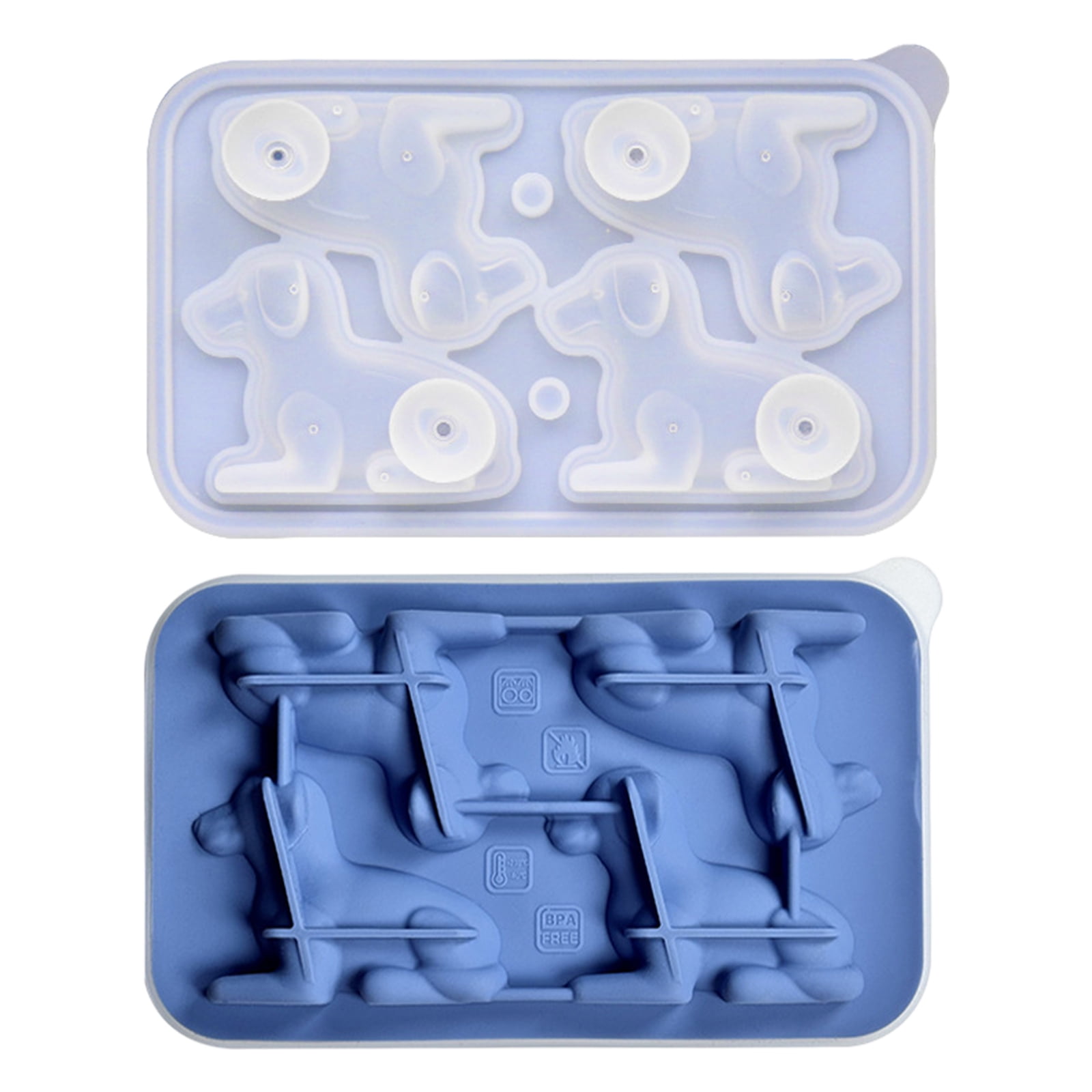 Animal Shape 3D Silicone Ice Mold with Funnel Lid, Whiskey Ice Ball ...