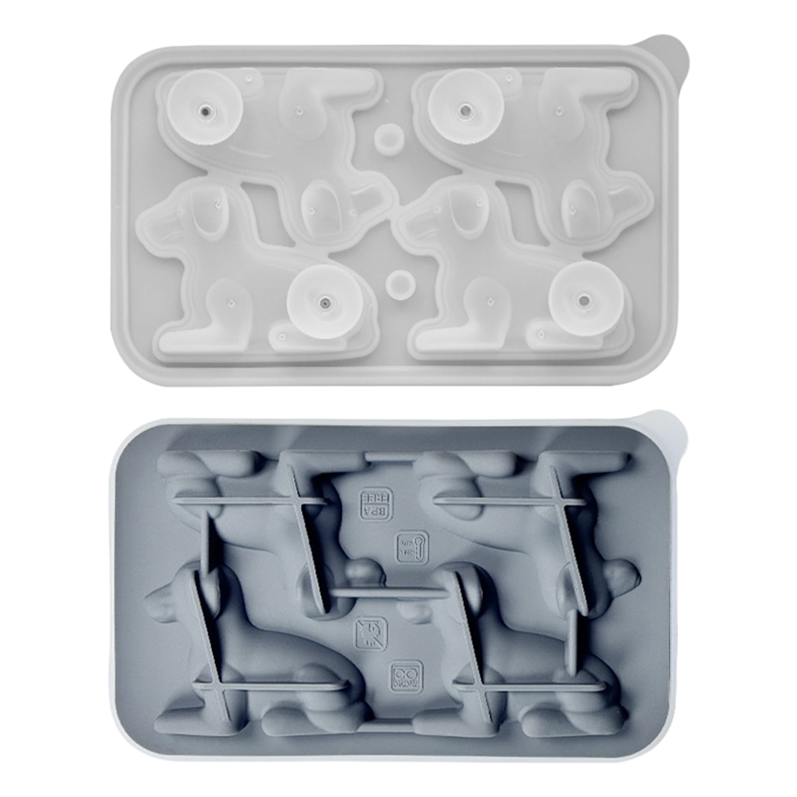 Animal Shape 3D Silicone Ice Mold with Funnel Lid, Whiskey Ice Ball ...