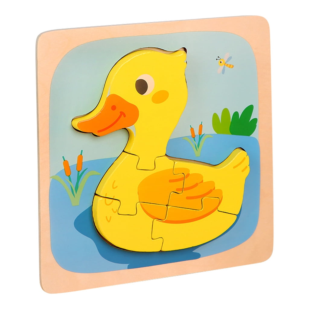 Animal Shape Puzzle Grasp Board, Wooden Early Learning Toy for Toddlers ...