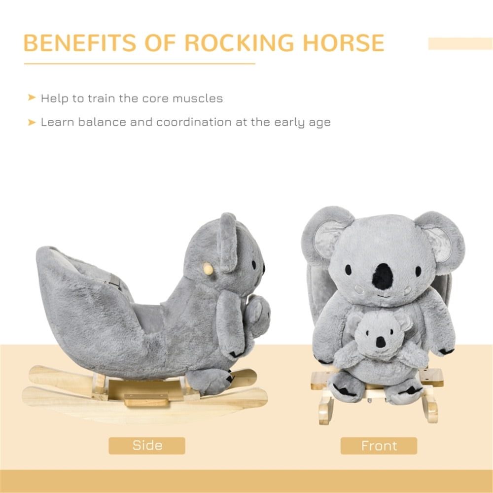Animal-Shaped Rocking Horse, Toddler Ride-on Chair with Sturdy Wood ...