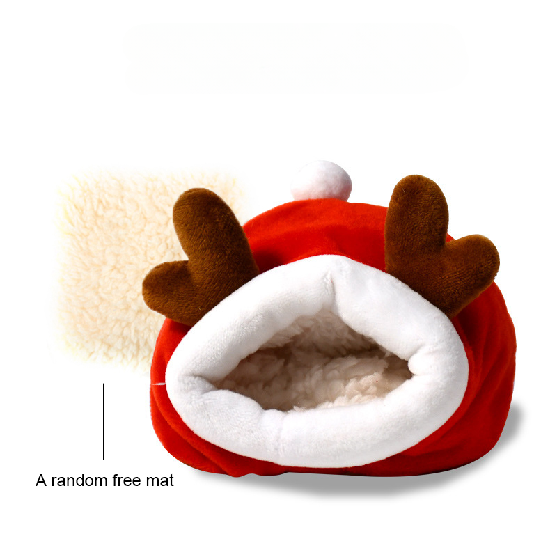 Animal-Shaped Small Pet Bed, Soft Plush Hideout with Free Mat for ...