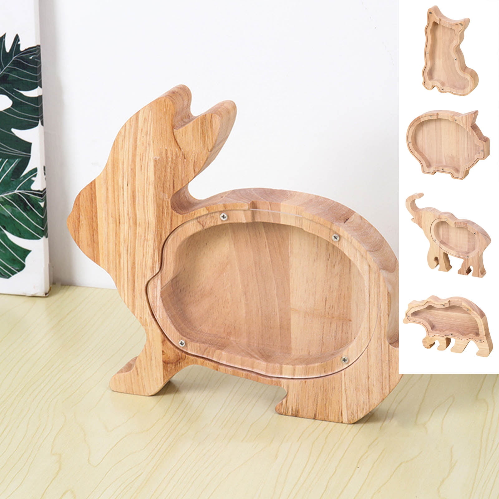 Animal-Shaped Wooden Piggy Bank - Personality Modeling Deposit Box For ...