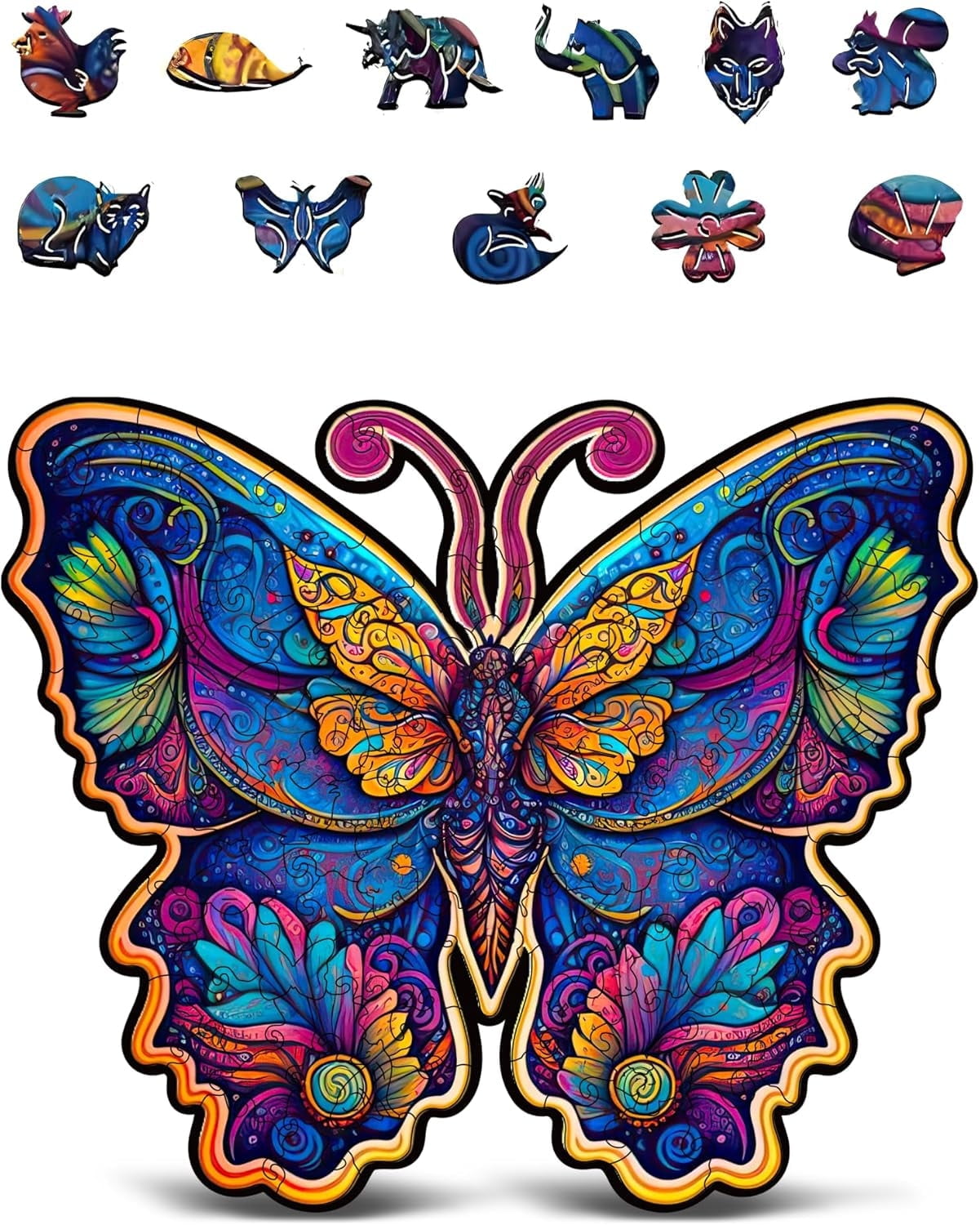 CRAFTHUB Animal Shaped Wooden Puzzles for Adults – A3 Galaxy Butterfly ...