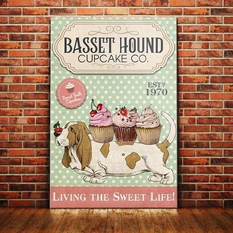Animal Signs for Home Decor Basset Hound Dog Cupcake Company Sign ...
