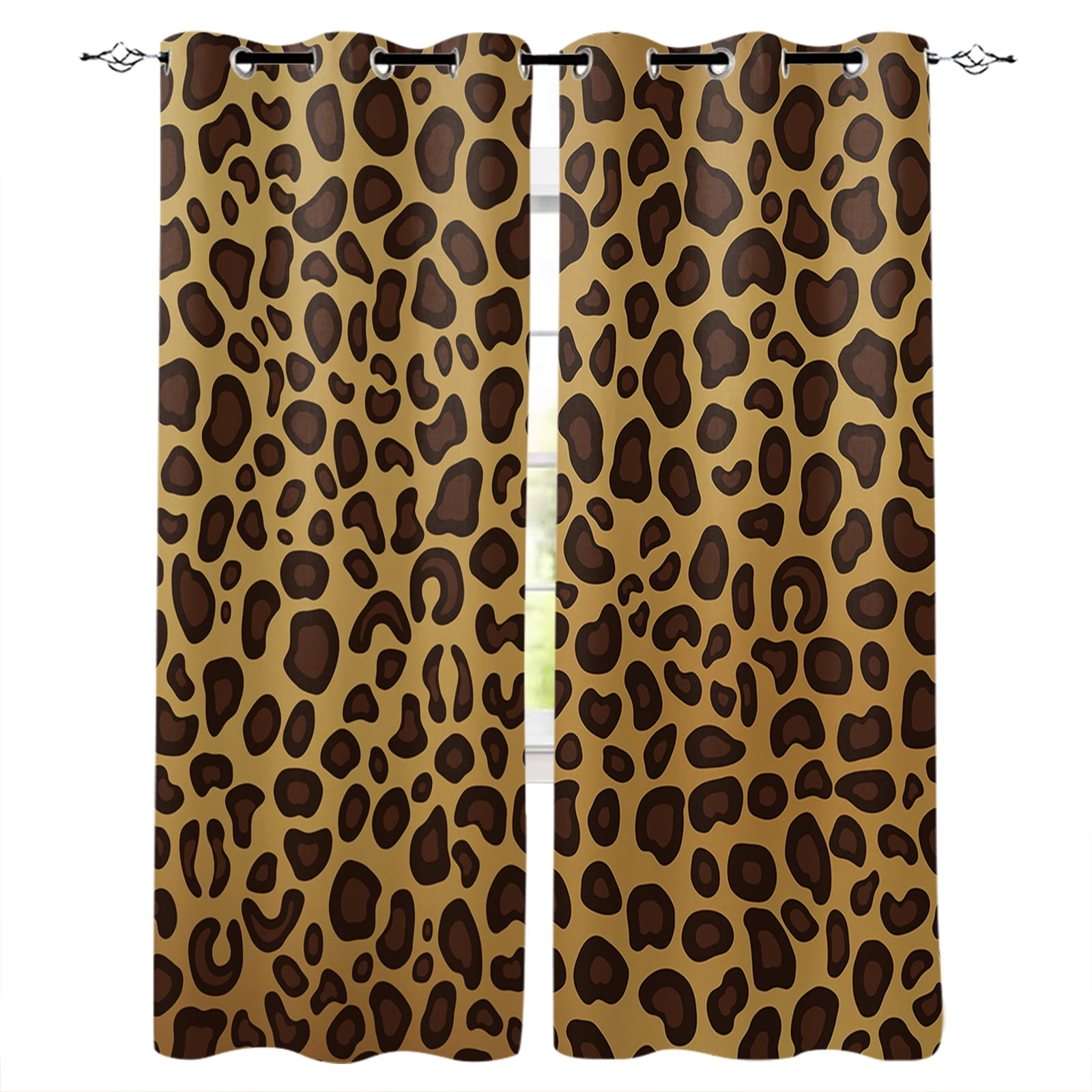 Animal Skin Texture Leopard Print Window Curtains for Living Room ...