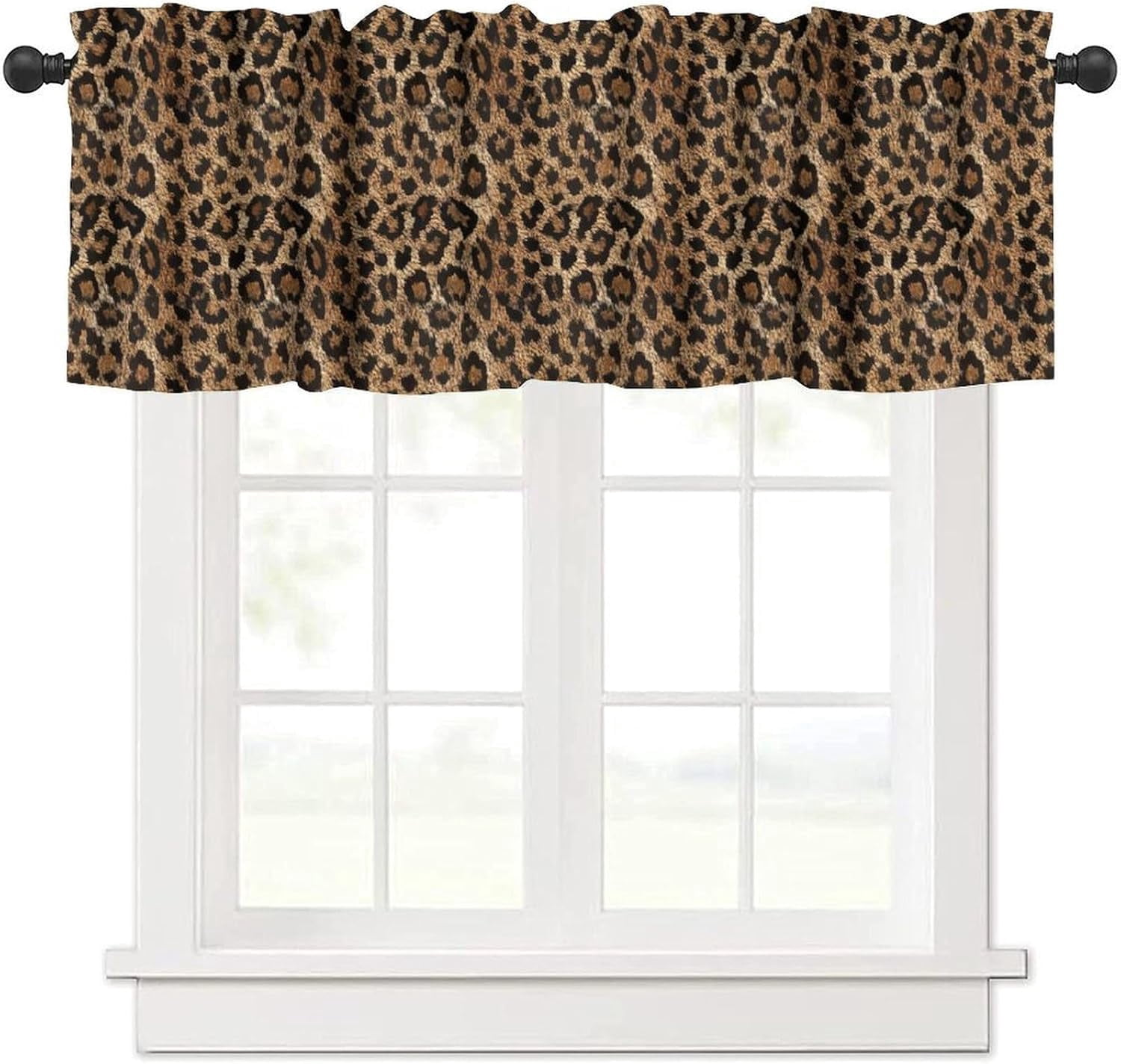 Animal Skin Valance Curtain Brown Cheetah Leopard Pattern Window ...