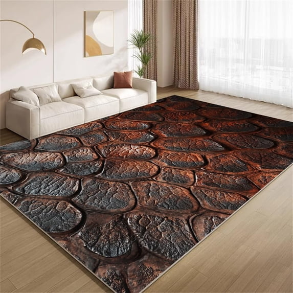 Animal Snake Pattern Area Rugs, Textured Print Carpet, Washable Non ...