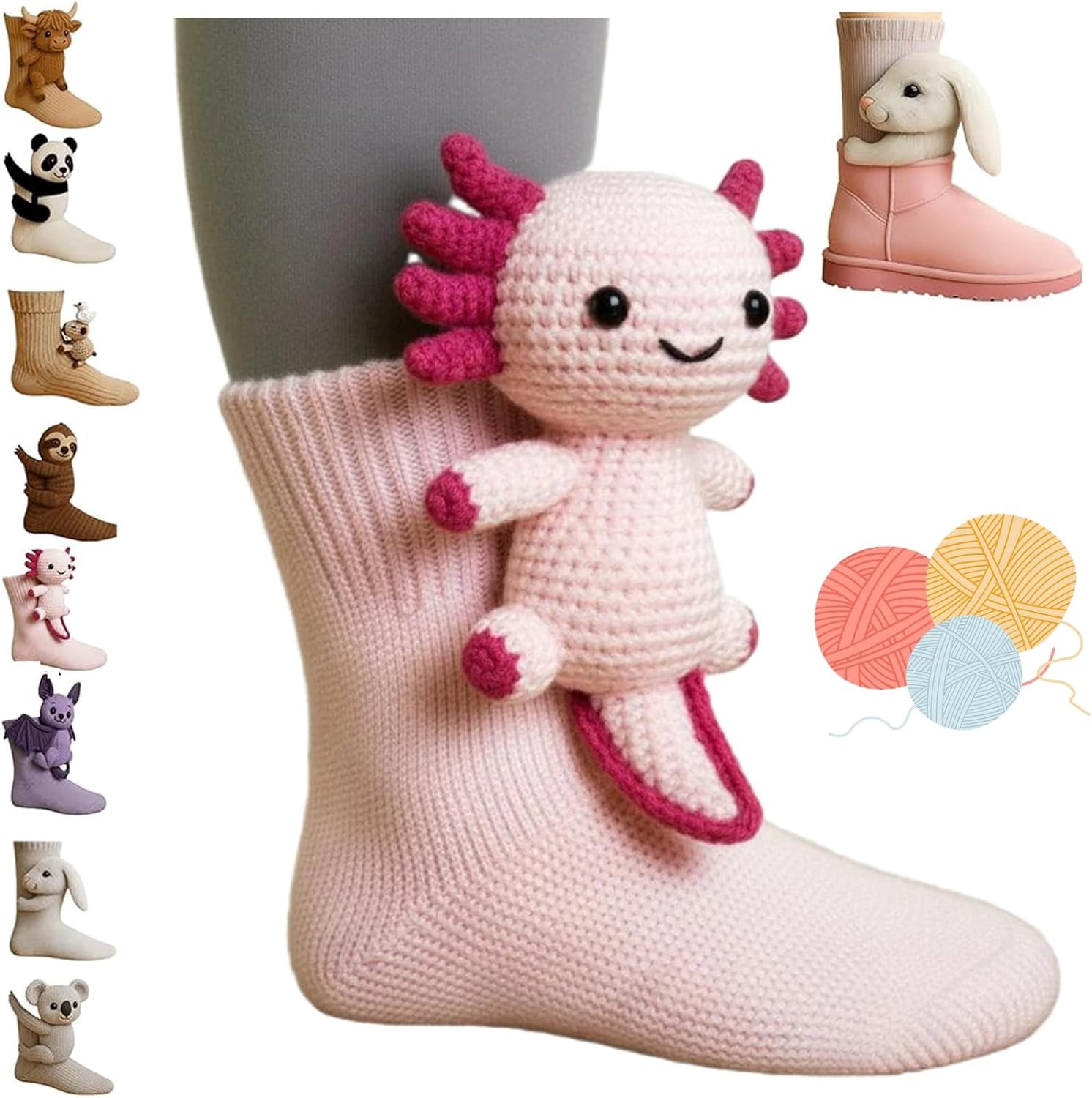 Animal Socks, 3D Knit Animal Sloth Socks for women, Cute Plush Animals ...
